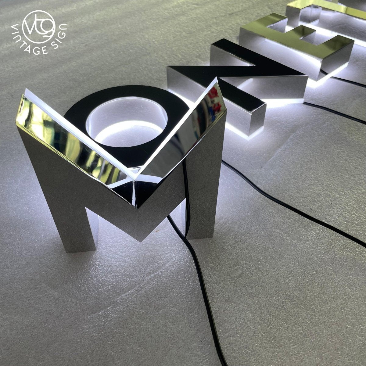 Custom backlit lettering signage Led backlit 3d storefront company log